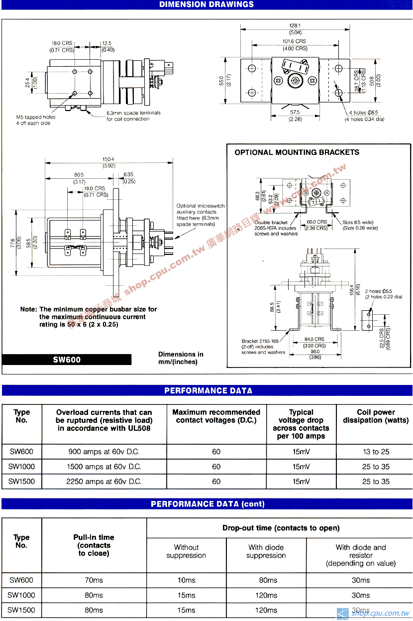 SW1500A (SW1500A-28) 英國Albright 1500A DC60V大電流繼電器+輔助接點 | 廣華電子
