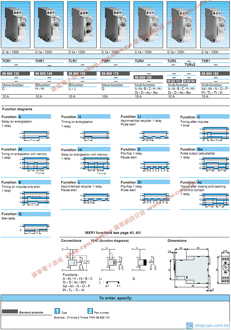 88865115 (88865115 ) AC24~240V/DC24V Crouzet繼電器輸出計時器(TAR1) | 廣華電子