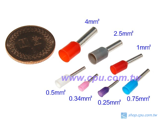 CE005010W (CE005010) 0.5m㎡ x 10mm白色歐式壓著端子 | 廣華電子