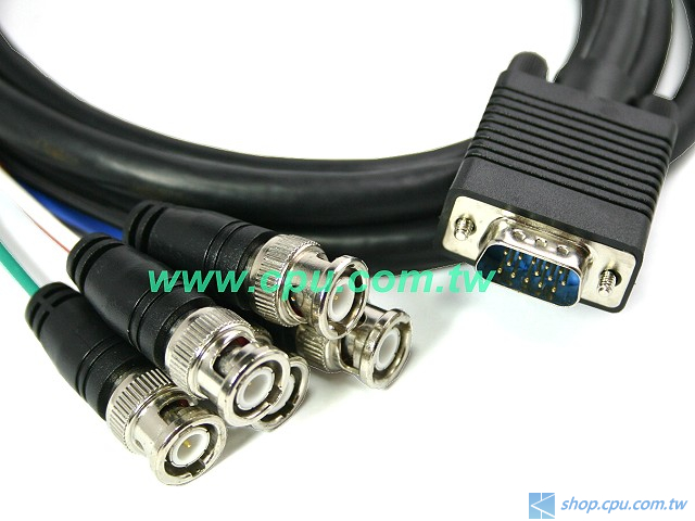 HD15P-BNCX5 (H15M-5BNC-1.8M) 繪圖用CRT螢幕 BNC接頭 to VGA接頭x1.8M | 廣華電子