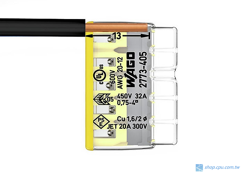 WAGO2773-403 (2773-403) 德國0.75-4mm²3P插線式快速接頭 | 廣華電子